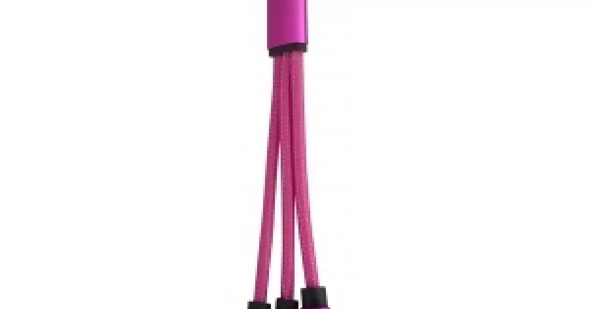 Branded 2 In 1 Braided USB Charging Cable In Pink